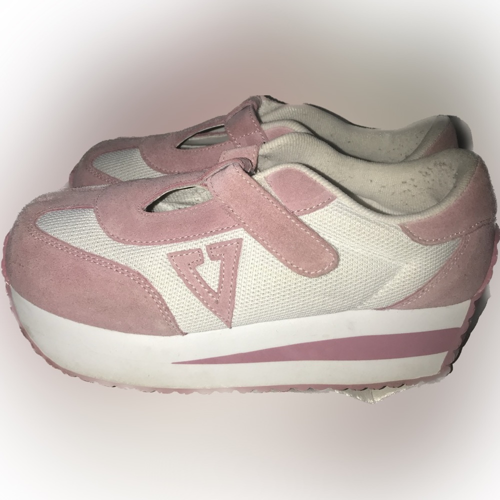 Volatile Pink White Barbie Crystal Platform Tennis Sh… - Gem